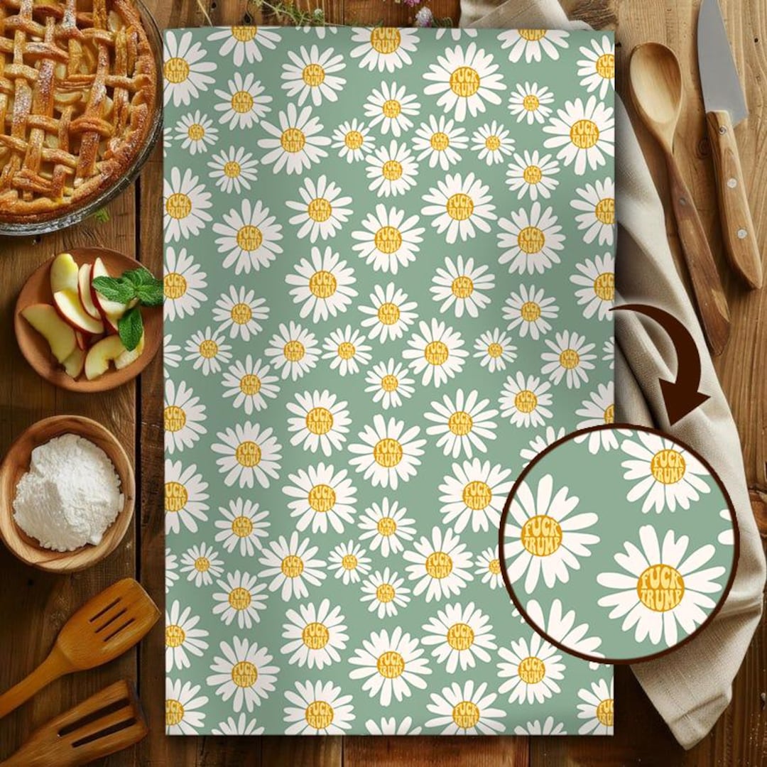 Subtle F*ck Trump Hand Towel, Funny Political Home Decor, Daisy Kitchen ...