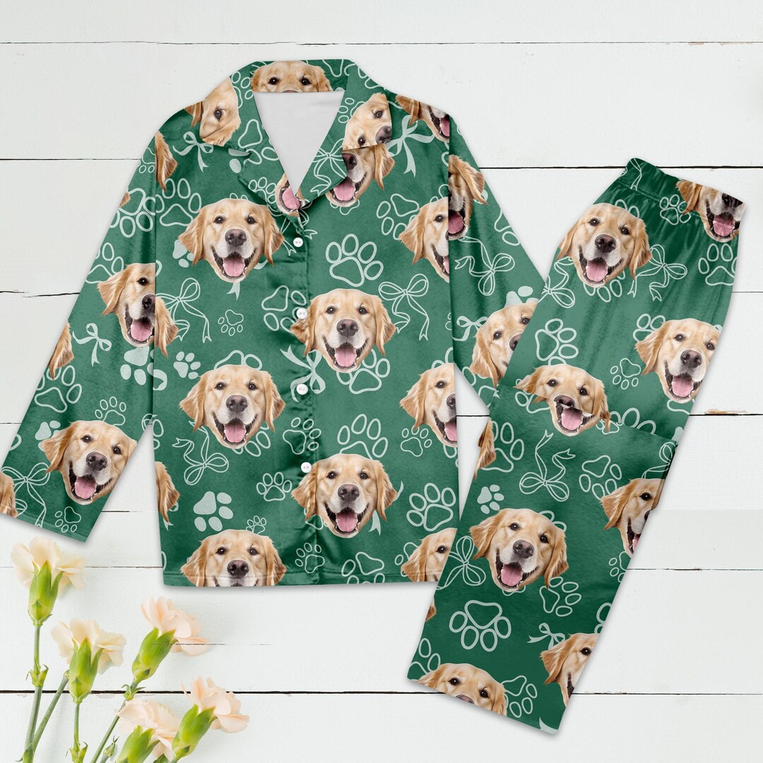 Personalized Dog Face Pajamas Set, Customized Pajamas With Photo, Gift ...