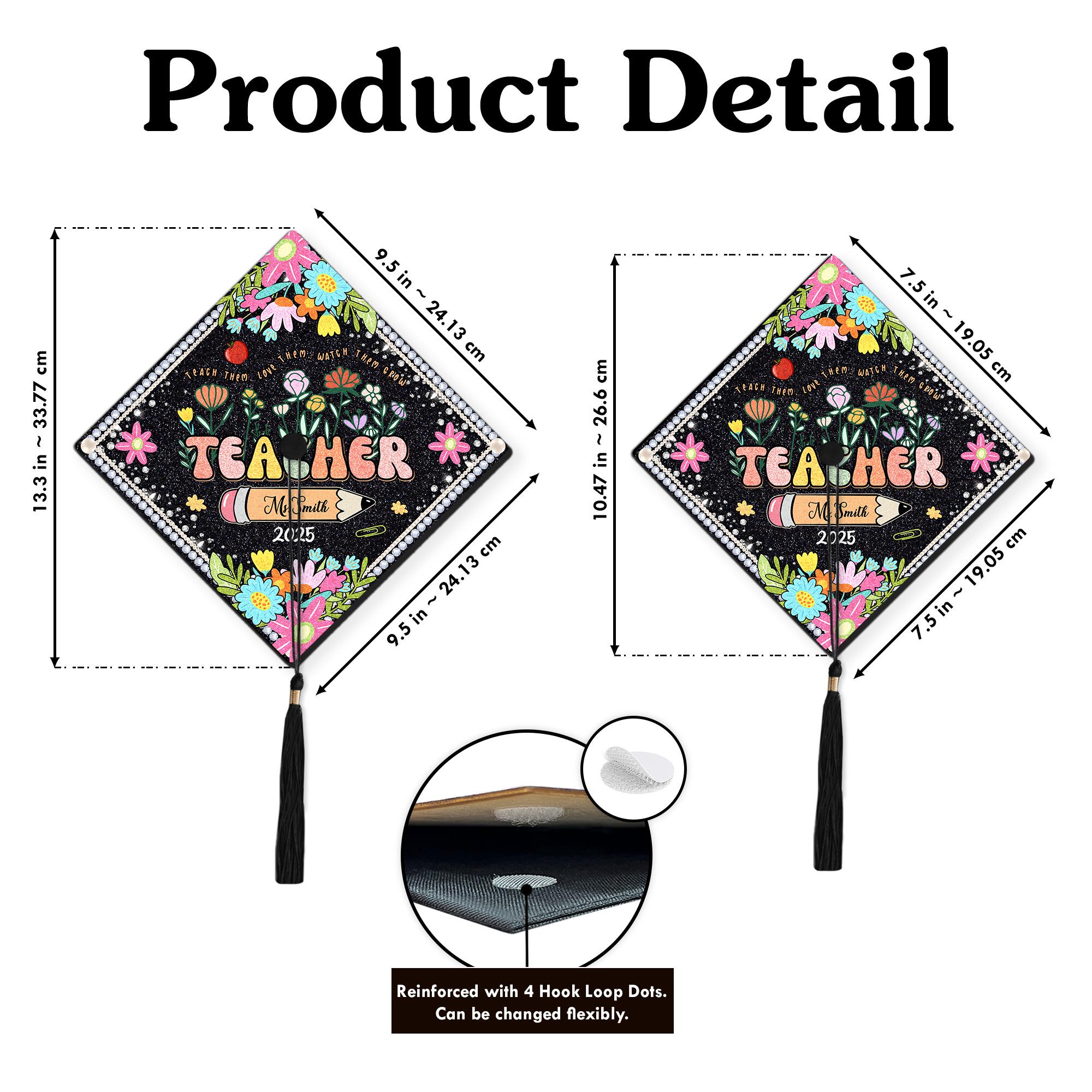 Custom Teacher Graduation Cap Topper 2026, Glitter Teacher Cap Topper ...