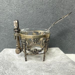 Antique Silver Salt Cellar Set – 800 Silver Table Salt Bowl With Spoon ...