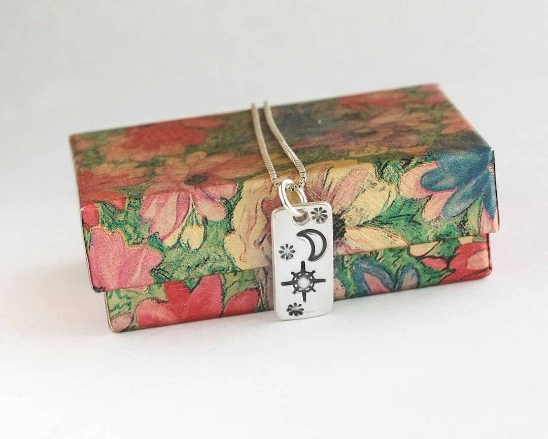 Quiet Night Fine Silver Petite Tab, .99FS Charm Handmade, Optional ...