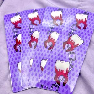 Creepycute Bloody Teeth Laminated Bookmark: Edgy Horror Gift - Etsy