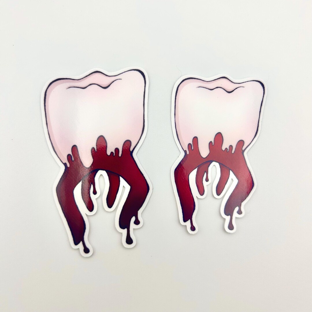 Spooky Bloody Tooth Decorative Art Vinyl Sticker - 2.5in/63.5mm - for ...