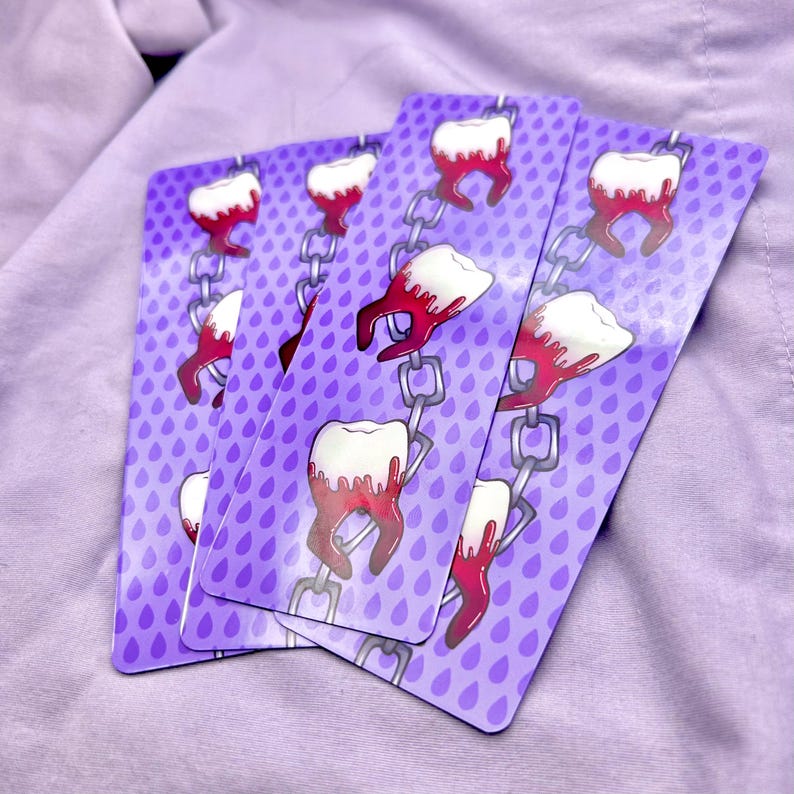 Creepycute Bloody Teeth Laminated Bookmark: Edgy Horror Gift - Etsy