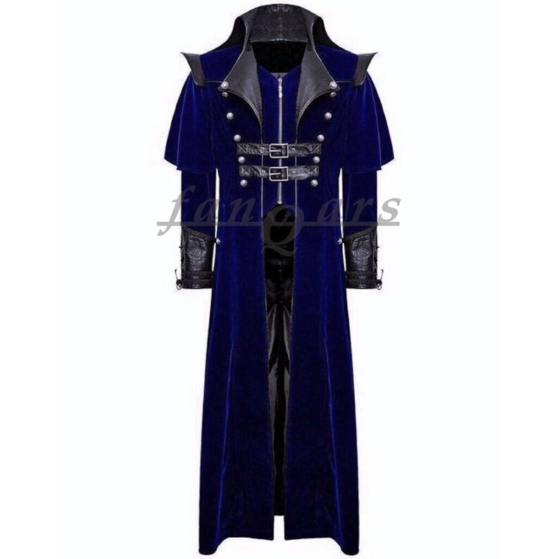 Men's Highwayman Gothic Velvet Coat Long Military Vintage Fashion ...