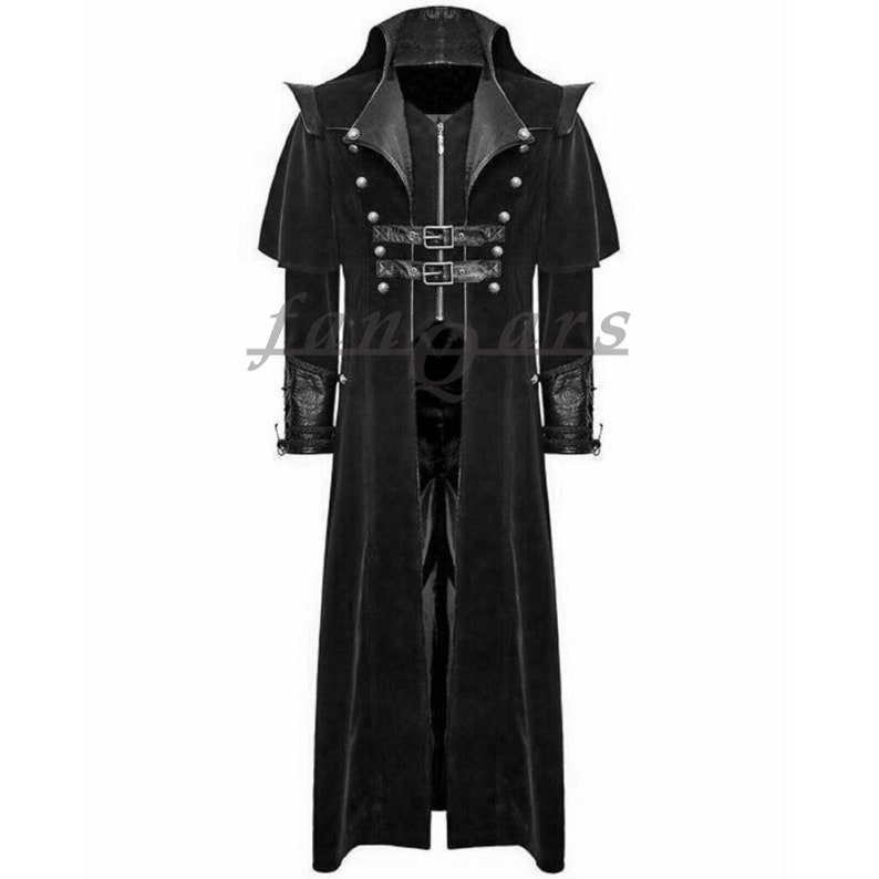 Men's Highwayman Gothic Velvet Coat Long Military Vintage Fashion ...