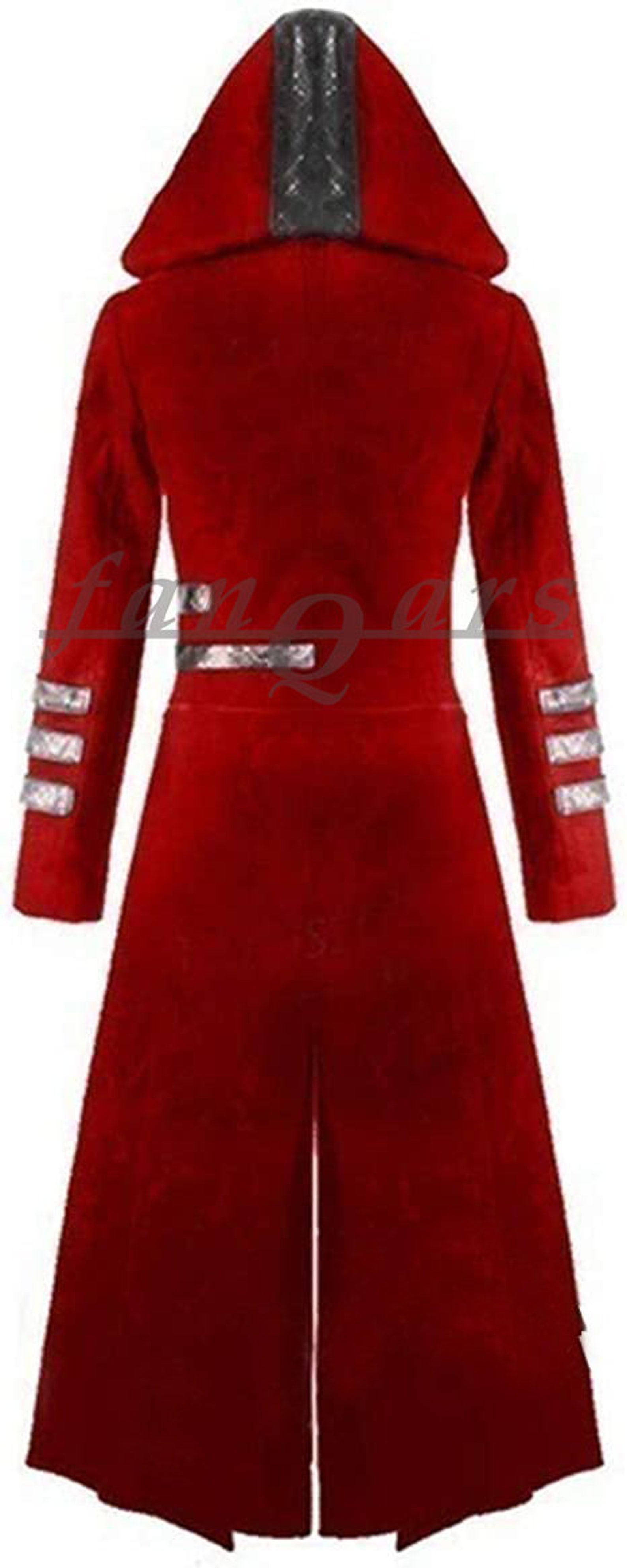 Men's Gothic Red Wool Scorpion Coat Steampunk Long Jacket Vampire ...