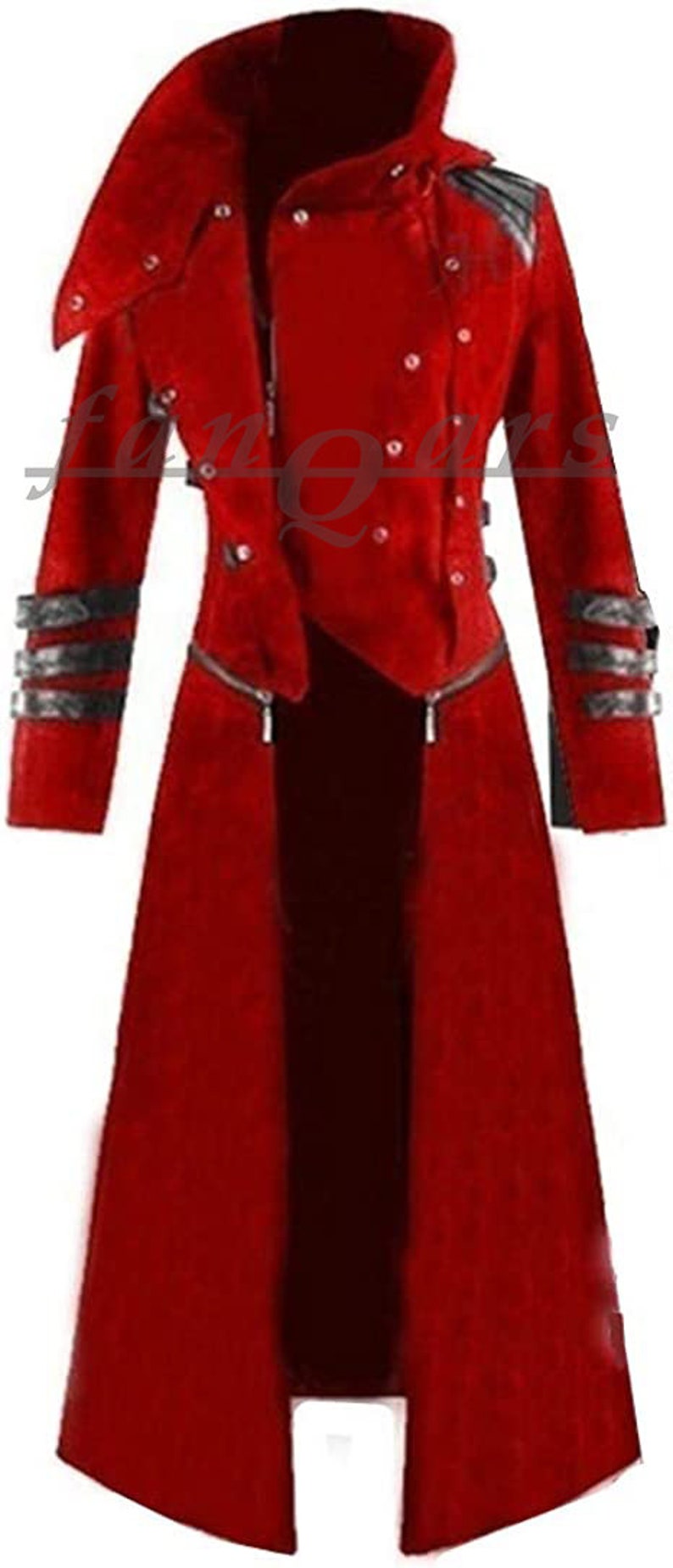 Men's Gothic Red Wool Scorpion Coat Steampunk Long Jacket Vampire ...