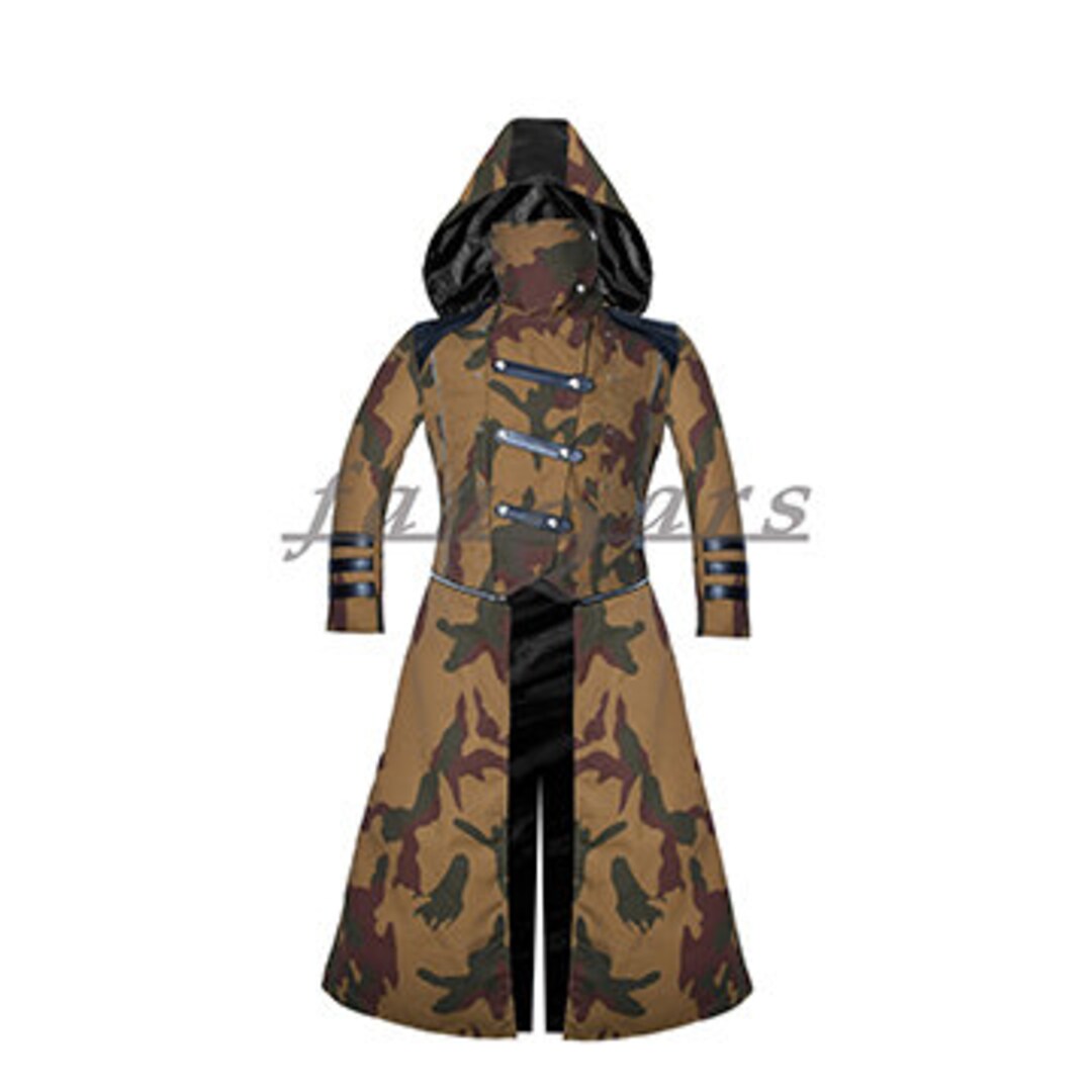 Men's Gothic Brown Camouflage Scorpion Coat Steampunk Long Jacket ...