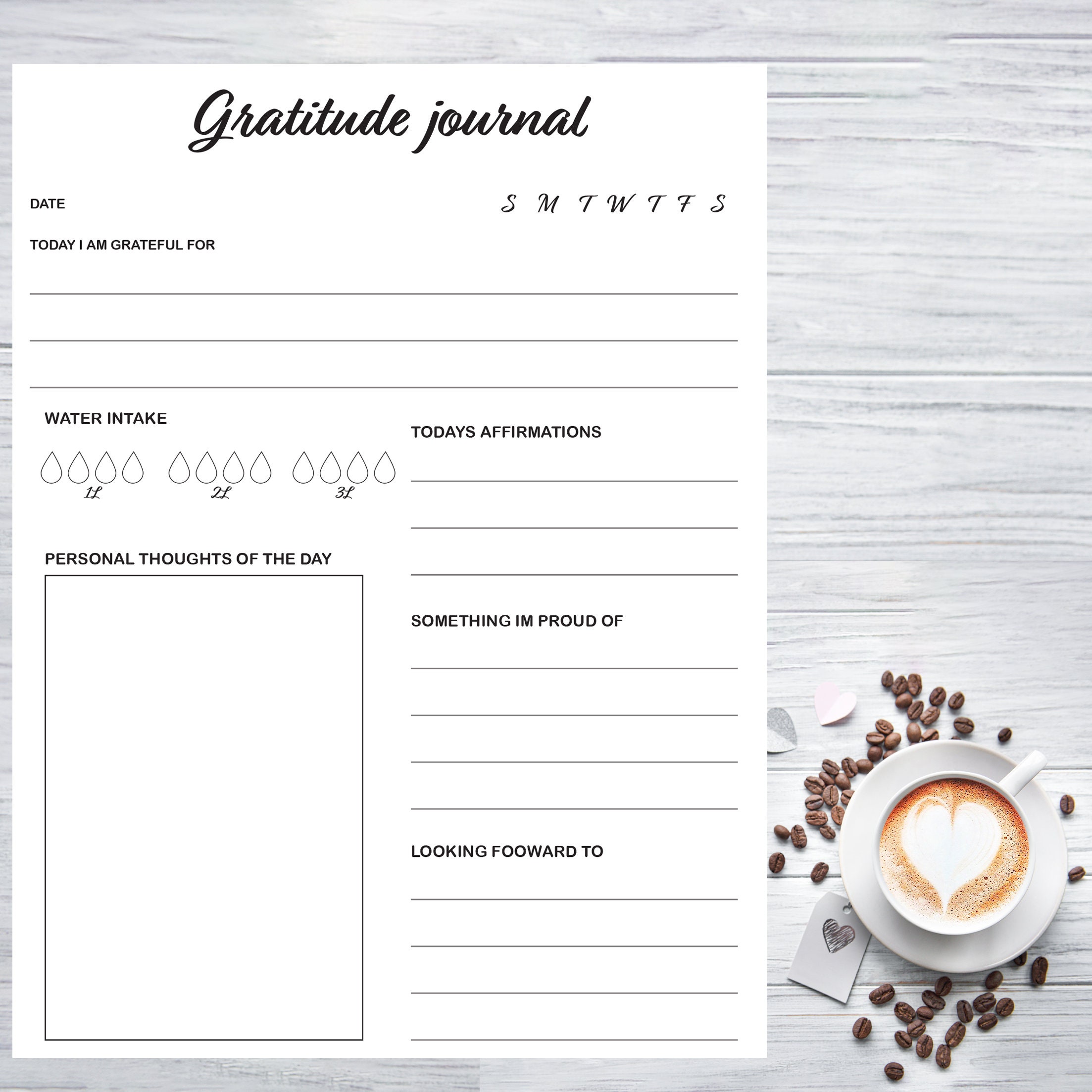 Printable Daily Gratitude Print Journal – Downloadable Self Care ...