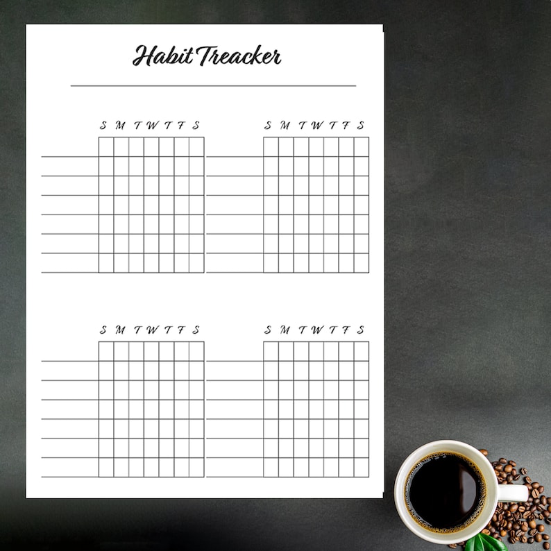 Printable Daily Habit Tracker Template - Digital High Quality Goals ...