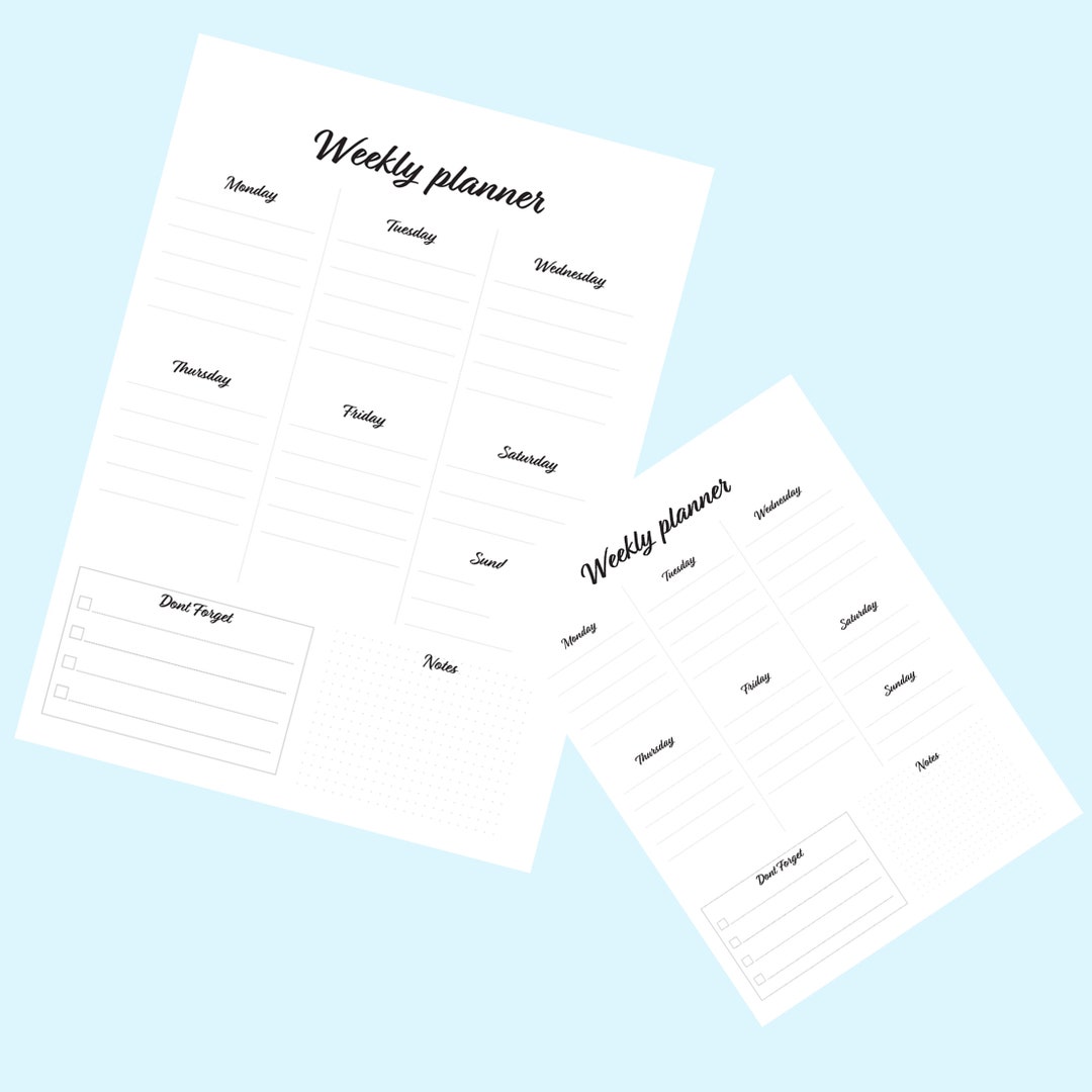 Printable Weekly Planner Template – Downloadable Daily Task Planner in ...