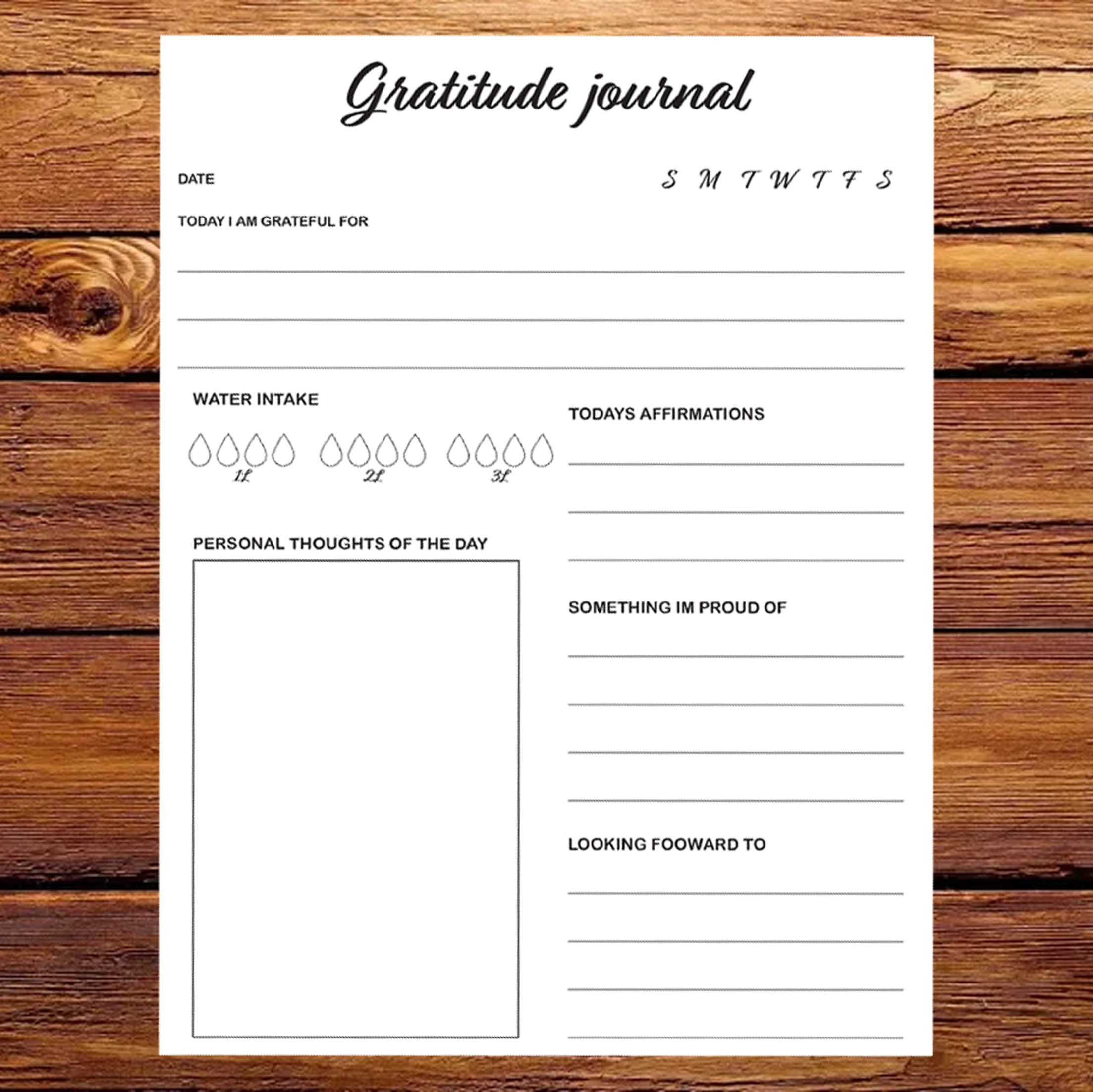 Printable Daily Gratitude Print Journal – Downloadable Self Care ...