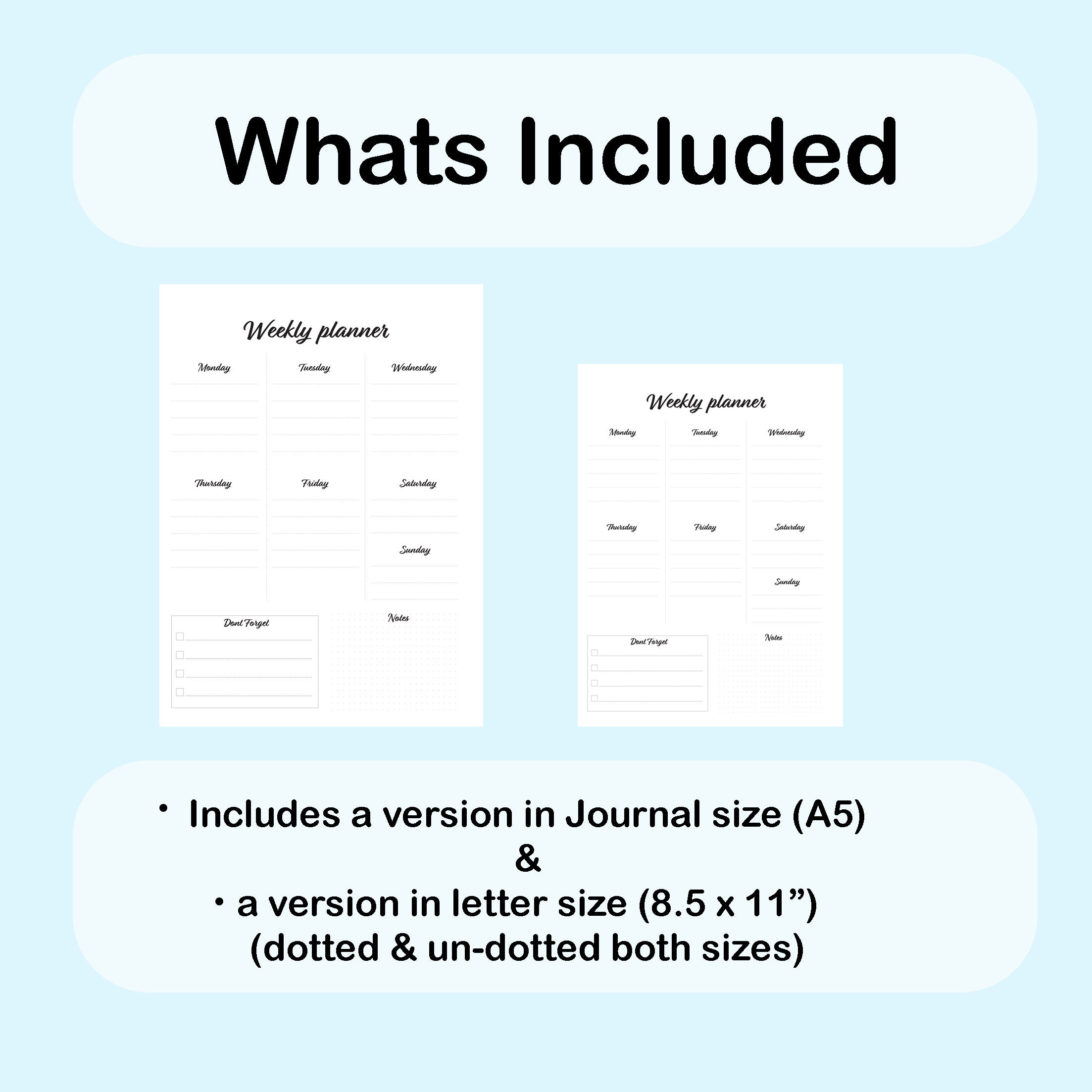 Printable Weekly Planner Template – Downloadable Daily Task Planner in ...