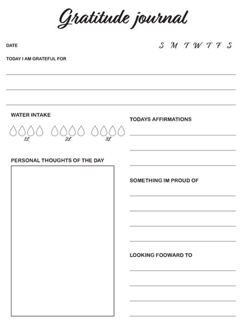 Printable Daily Gratitude Print Journal – Downloadable Self Care ...
