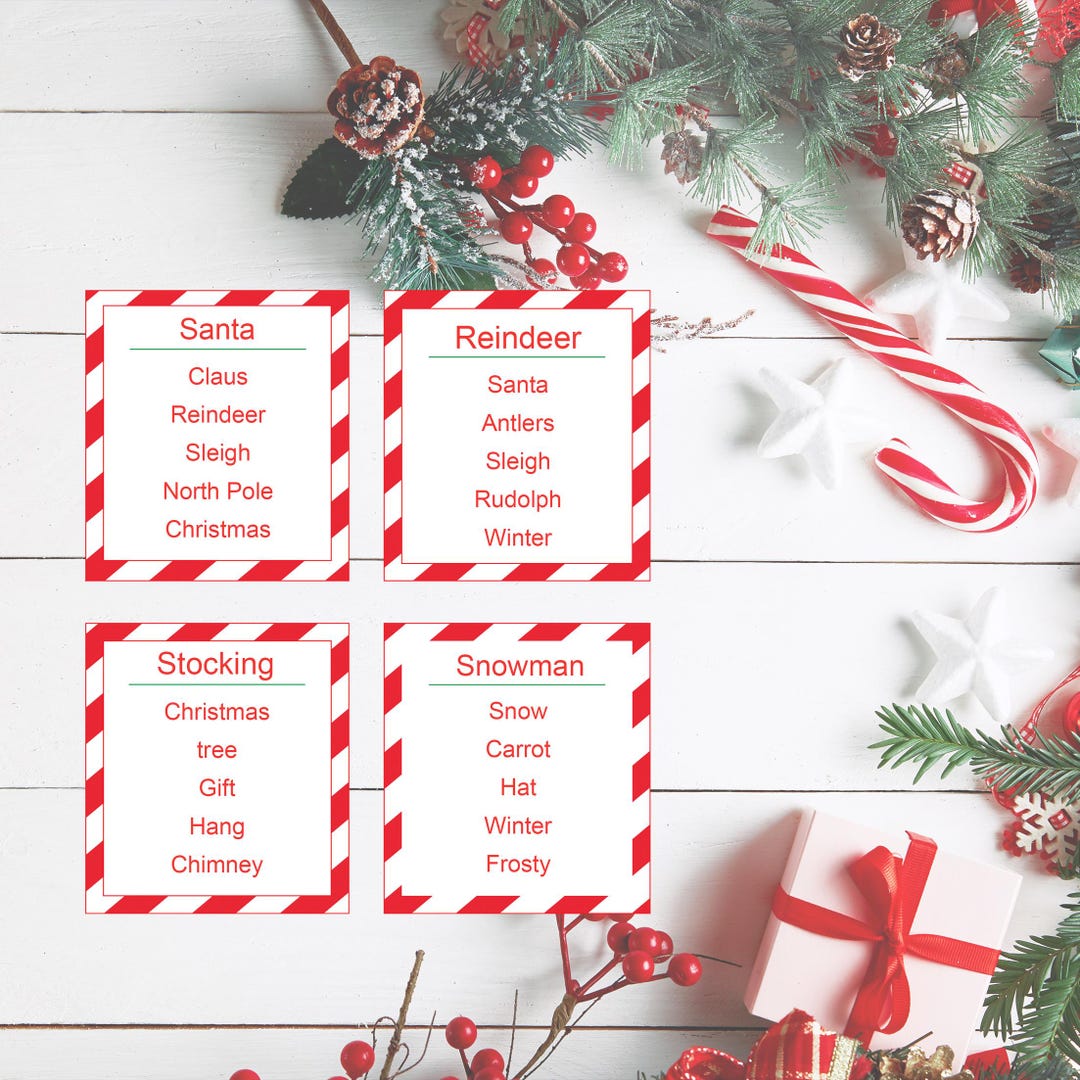Christmas Taboo Game, Printable Holiday Game, Family Christmas Games ...