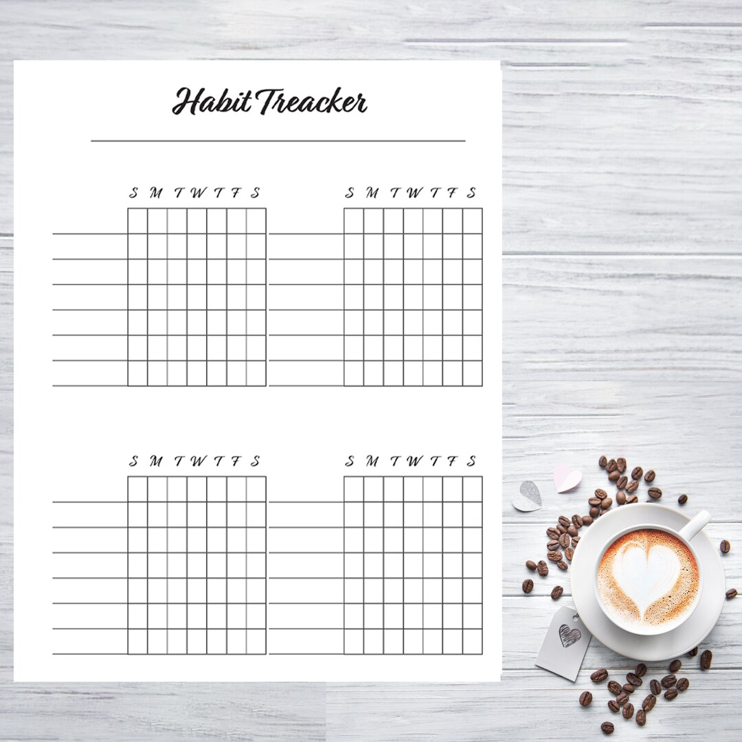 Printable Daily Habit Tracker Template - Digital High Quality Goals ...