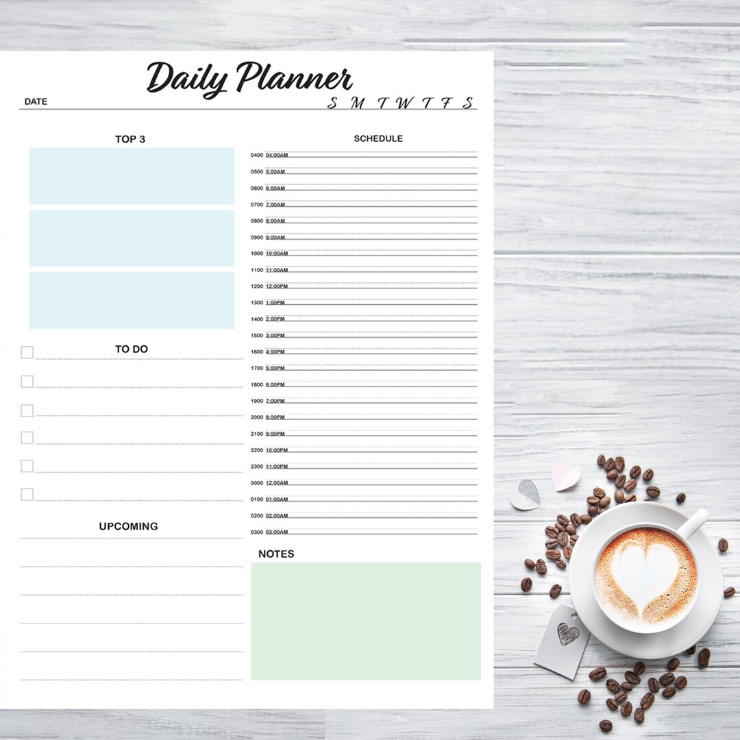 Digital Daily Planner Template, Printable Daily Routine Template for ...