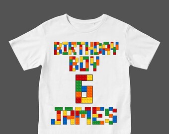 Building Block Birthday Boy Girl Shirt,custom Birthday Buiding Shirt ...