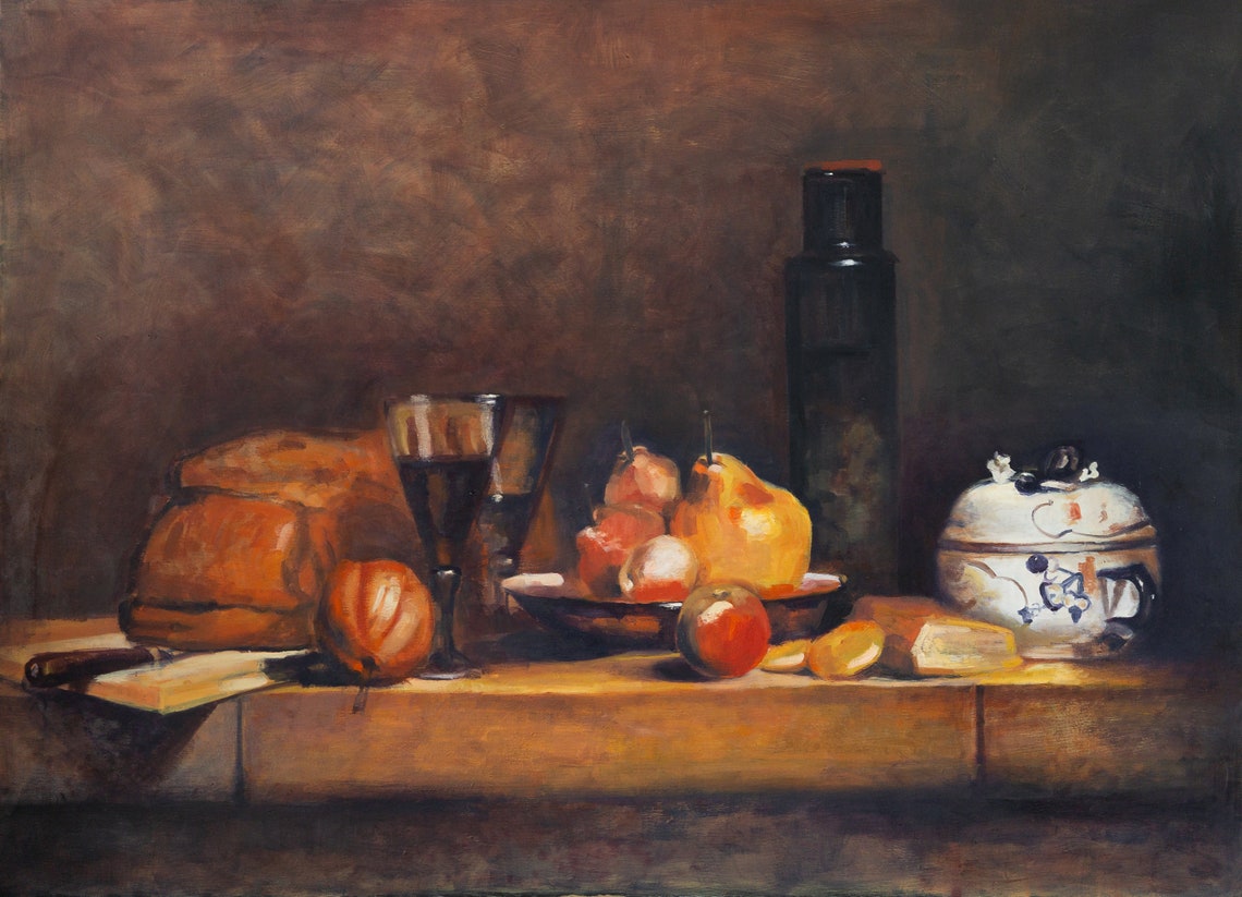 Classical Still Life Oil Painting Reproduction, Chardin Inspired Home ...