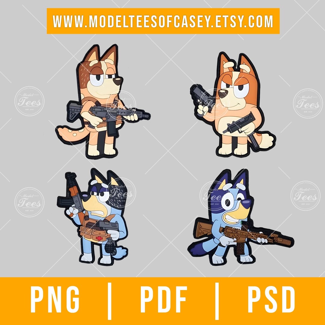 Custom Bluey Tactical Character PNG, PDF & PSD Files Bluey Inspired ...