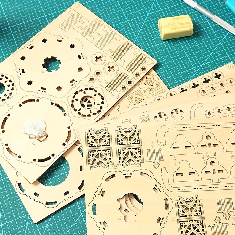 3D Wooden Puzzles DIY Rotating Vintage Lantern Hands-on Activity Desk ...