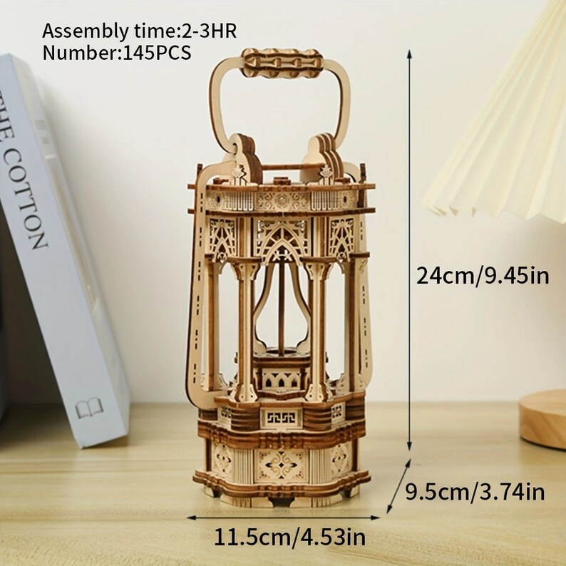 3D Wooden Puzzles DIY Rotating Vintage Lantern Hands-on Activity Desk ...