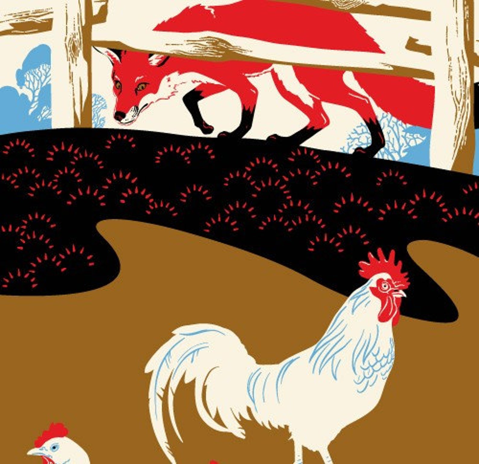 Fox Chicken Print, Red Fox Art, Hunt Giclee Print - Etsy