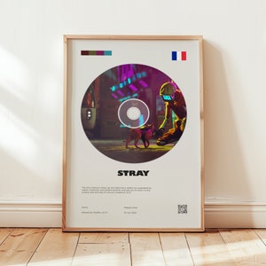 Stray Poster, Cat Game Wall Art, Minimalist Wall Decor, Gaming Room ...