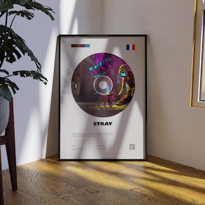 Stray Poster, Cat Game Wall Art, Minimalist Wall Decor, Gaming Room ...