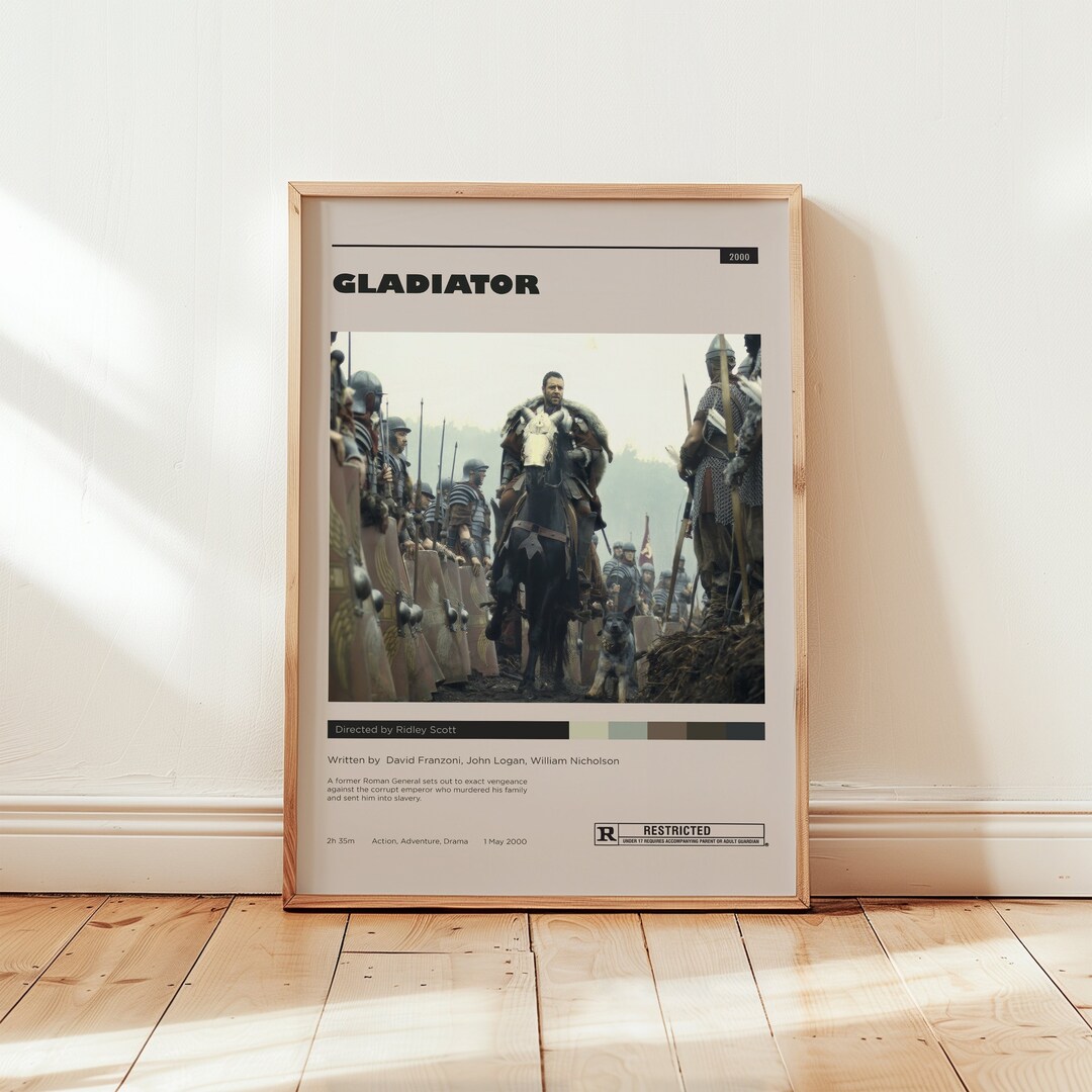 Gladiator Poster, Russel Crowe Wall Art, Minimalist Wall Decor, Mid ...