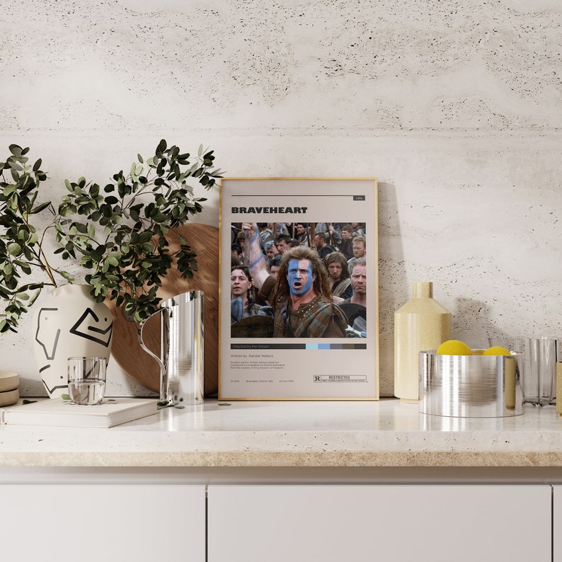 Braveheart Poster, Scottish Warrior Wall Art, Minimalist Wall Decor ...