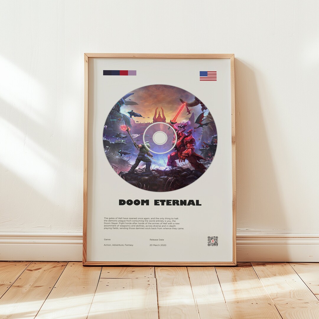 Doom Eternal Poster, Doom Slayer Wall Art, Minimalist Wall Decor ...