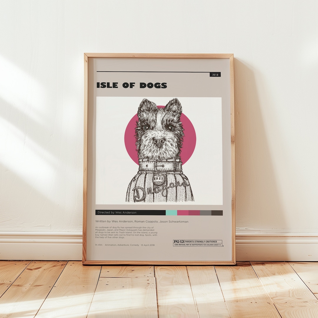 Isle of Dogs Poster, Wes Anderson Wall Art, Minimalist Wall Decor, Mid ...