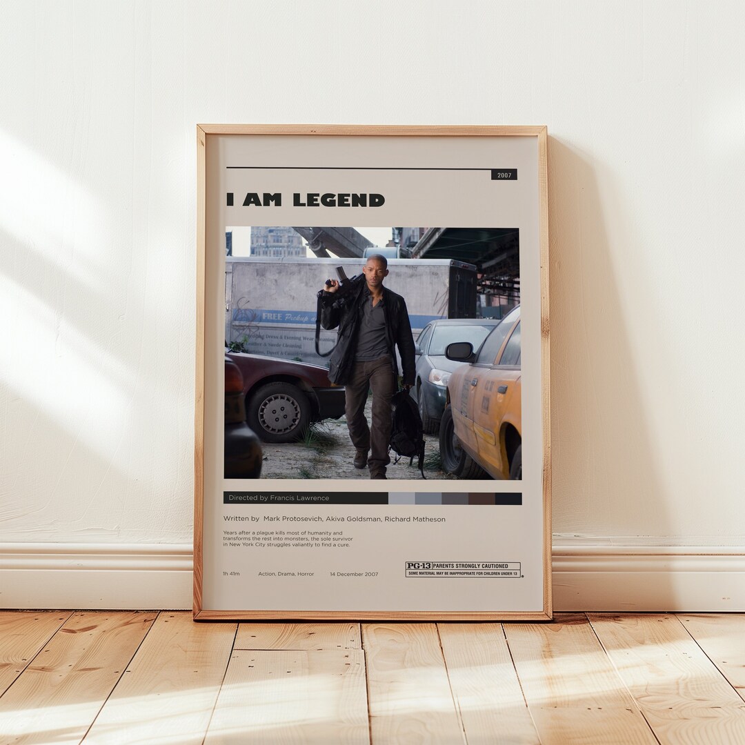 I Am Legend Poster, Will Smith Wall Art, Minimalist Wall Decor, Mid ...
