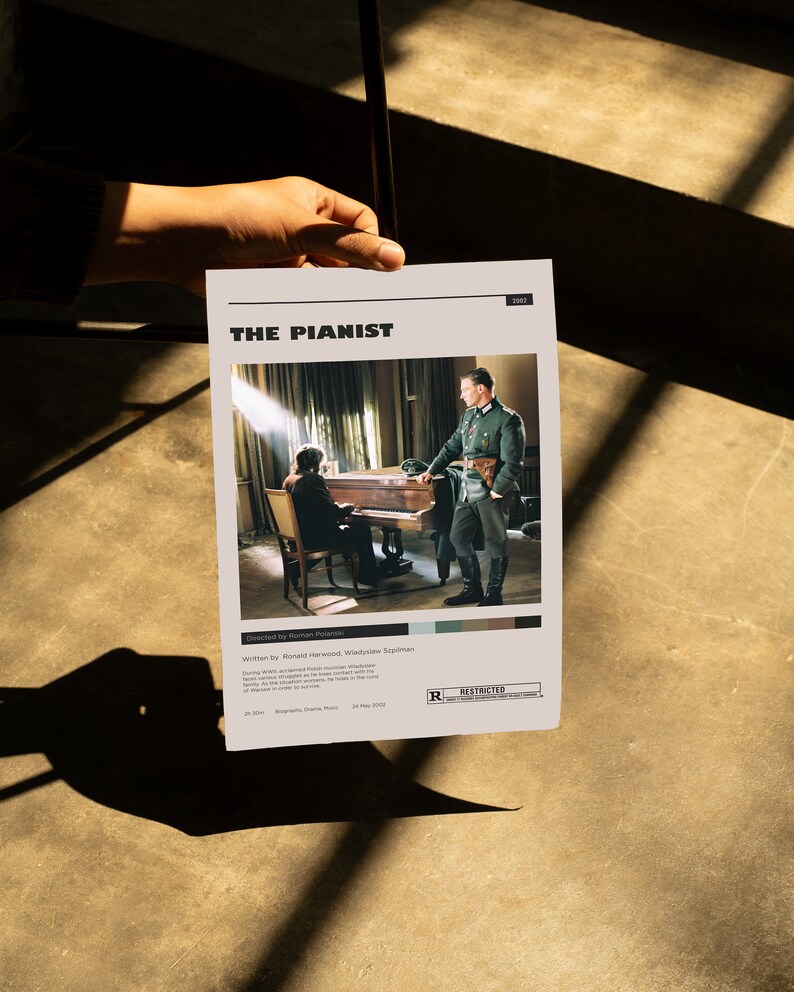 The Pianist Poster, Adrien Brody Wall Art, Minimalist Wall Decor, High ...