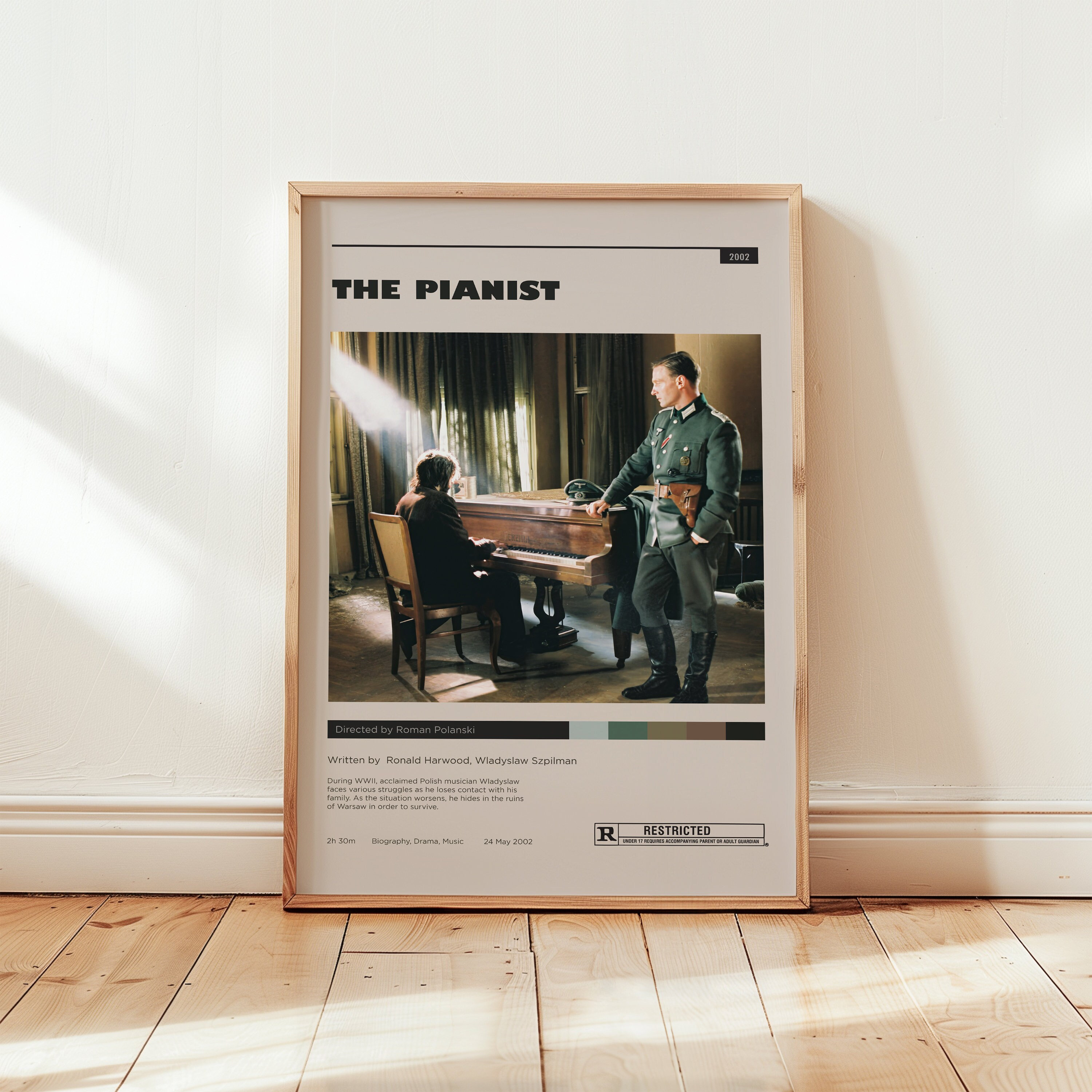 The Pianist Poster, Adrien Brody Wall Art, Minimalist Wall Decor, High ...