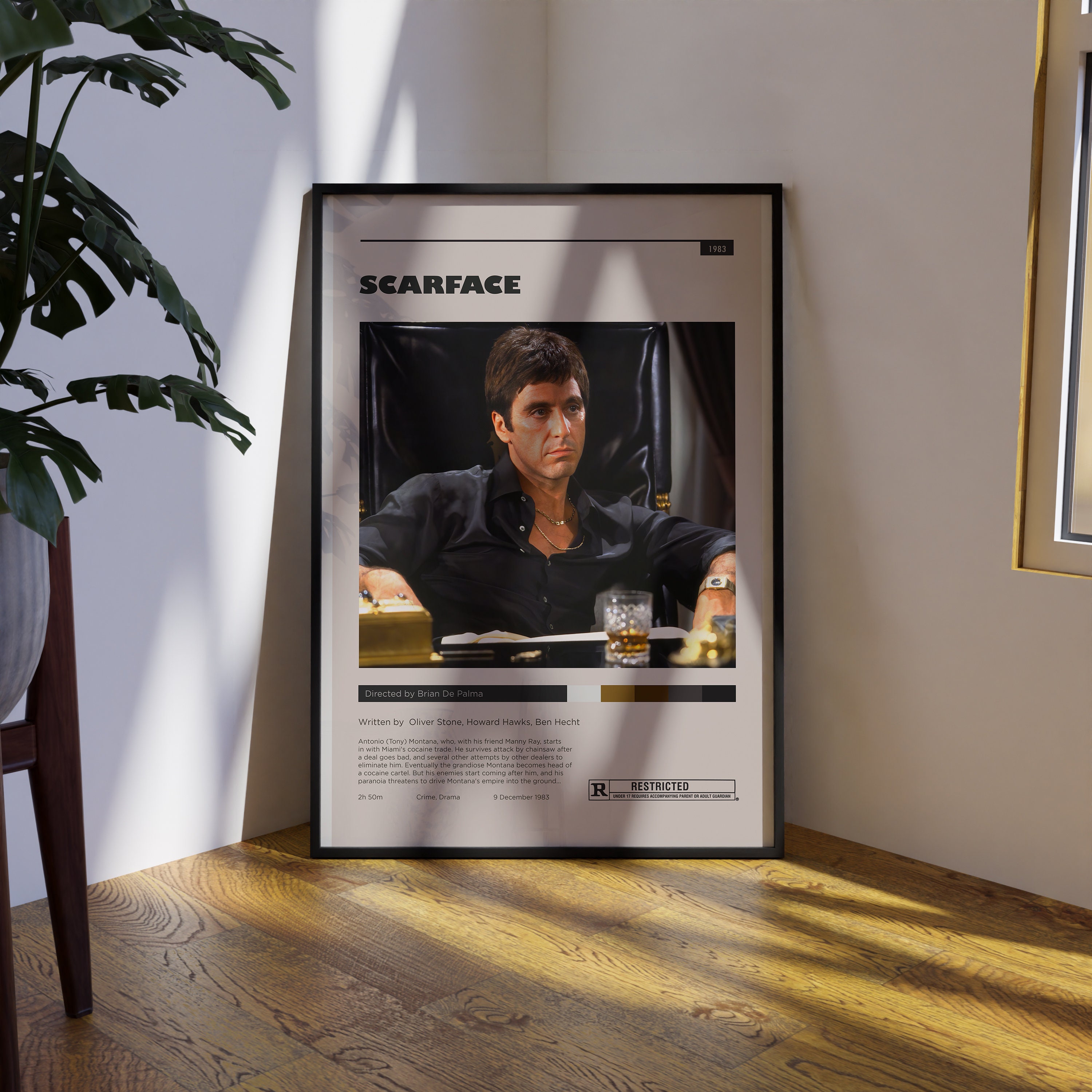 Scarface Poster, Al Pacino Wall Art, Minimalist Wall Decor, Mid Century ...