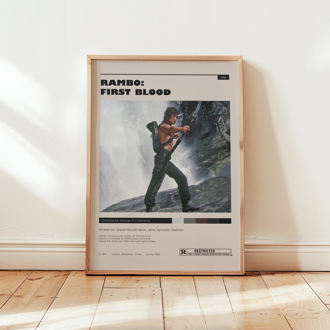 Rambo First Blood Poster, Sylvester Stallone Wall Art, Minimalist Wall ...