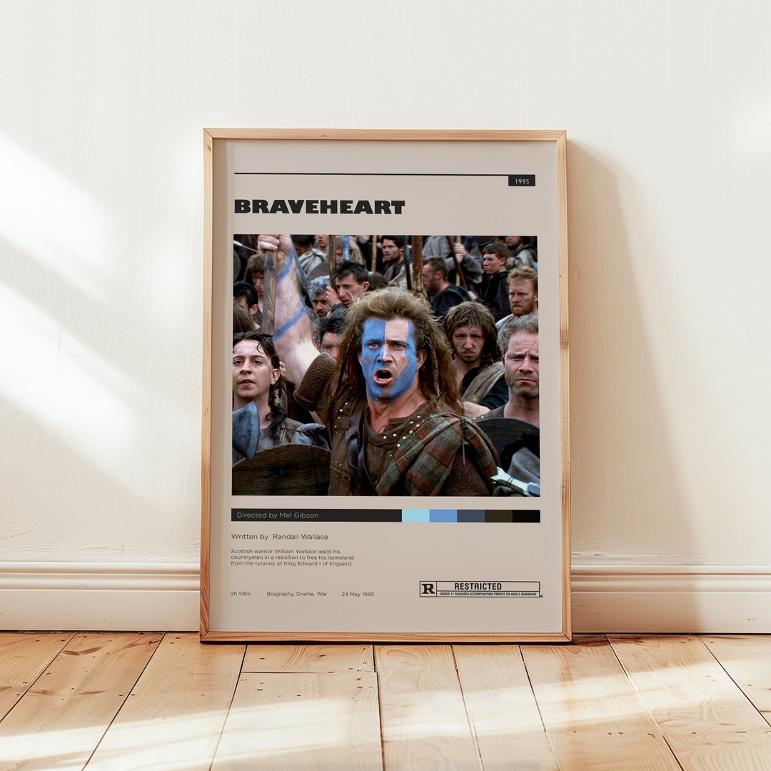 Braveheart Poster, Scottish Warrior Wall Art, Minimalist Wall Decor ...