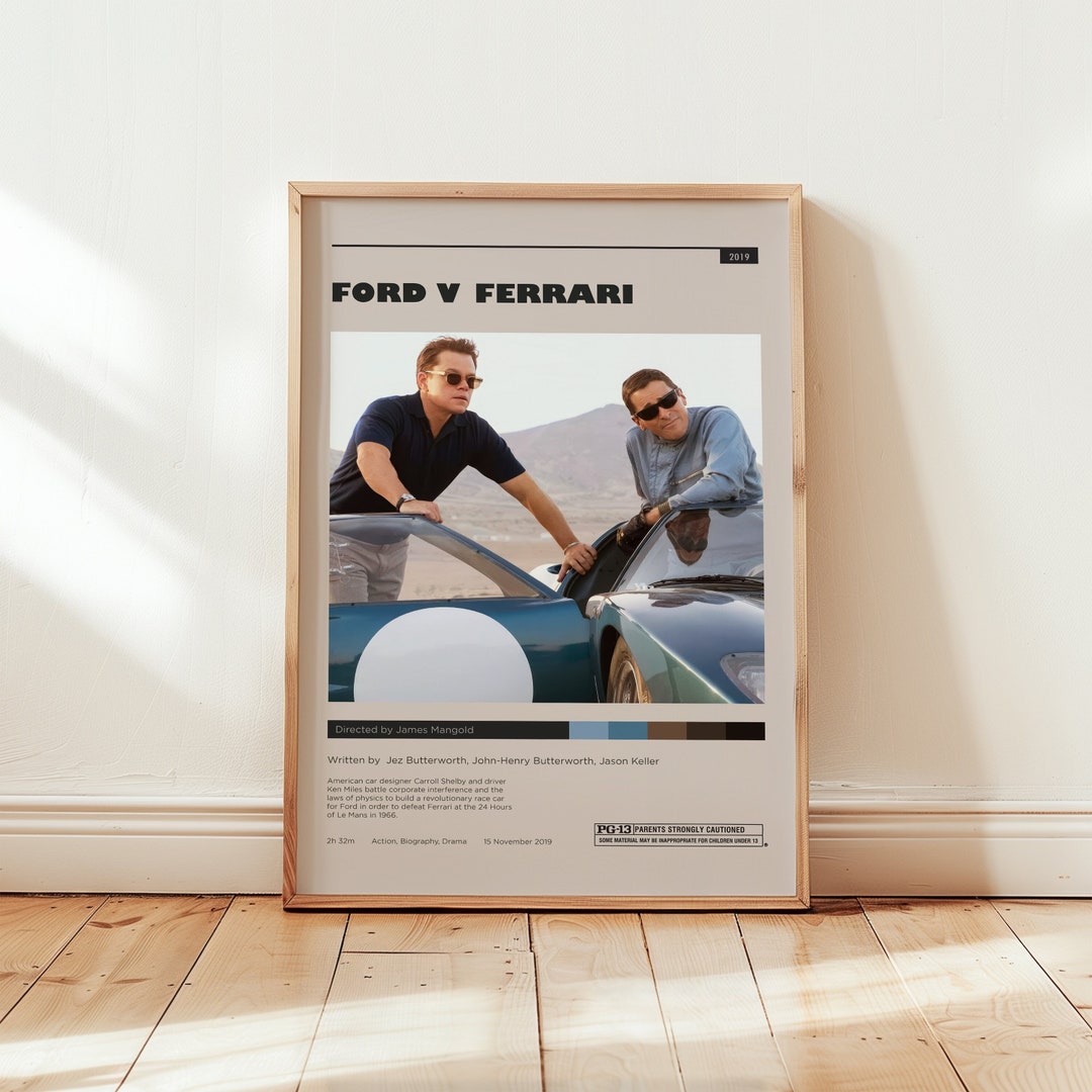 Ford V Ferrari Poster, Christian Bale Wall Art, Minimalist Wall Decor ...
