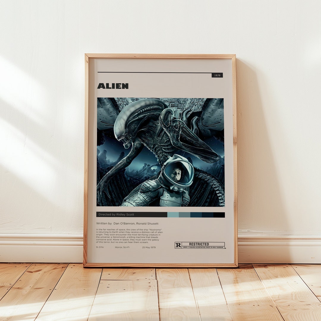 Alien Movie Poster, Xenomorph Space Wall Art, Minimalist Wall Decor ...