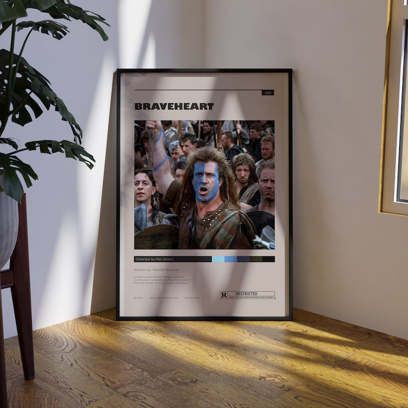 Braveheart Poster, Scottish Warrior Wall Art, Minimalist Wall Decor ...