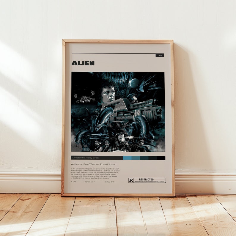 Alien Movie Poster, Classic Sci-fi Wall Art, Minimalist Wall Decor ...