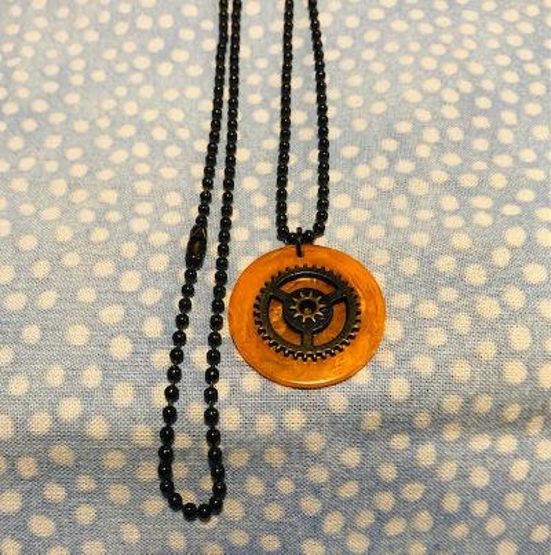 Bakelite Gear Necklace - Swirly Butterscotch - Etsy