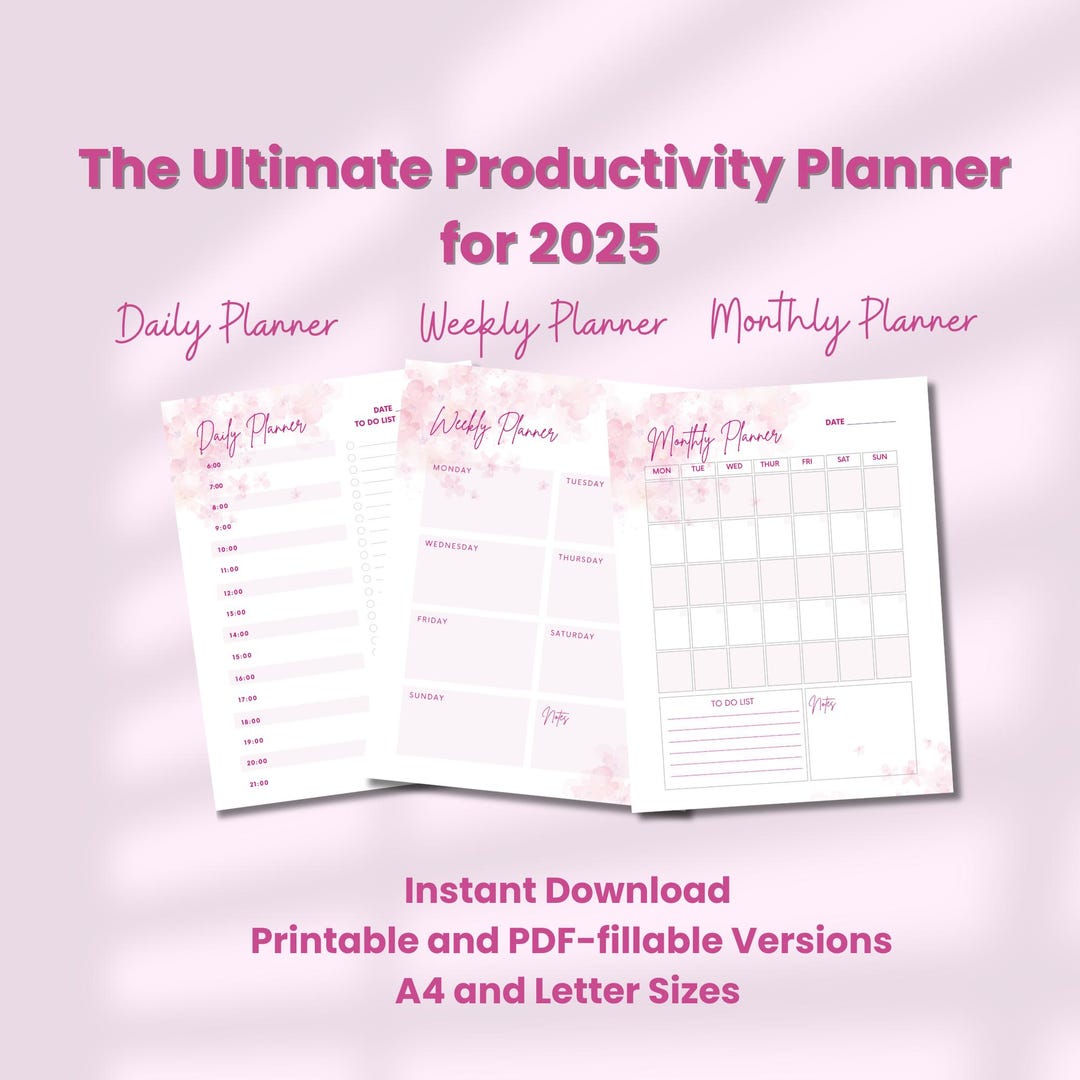 Digital Printable Planner | Daily, Weekly & Monthly Planning Template ...