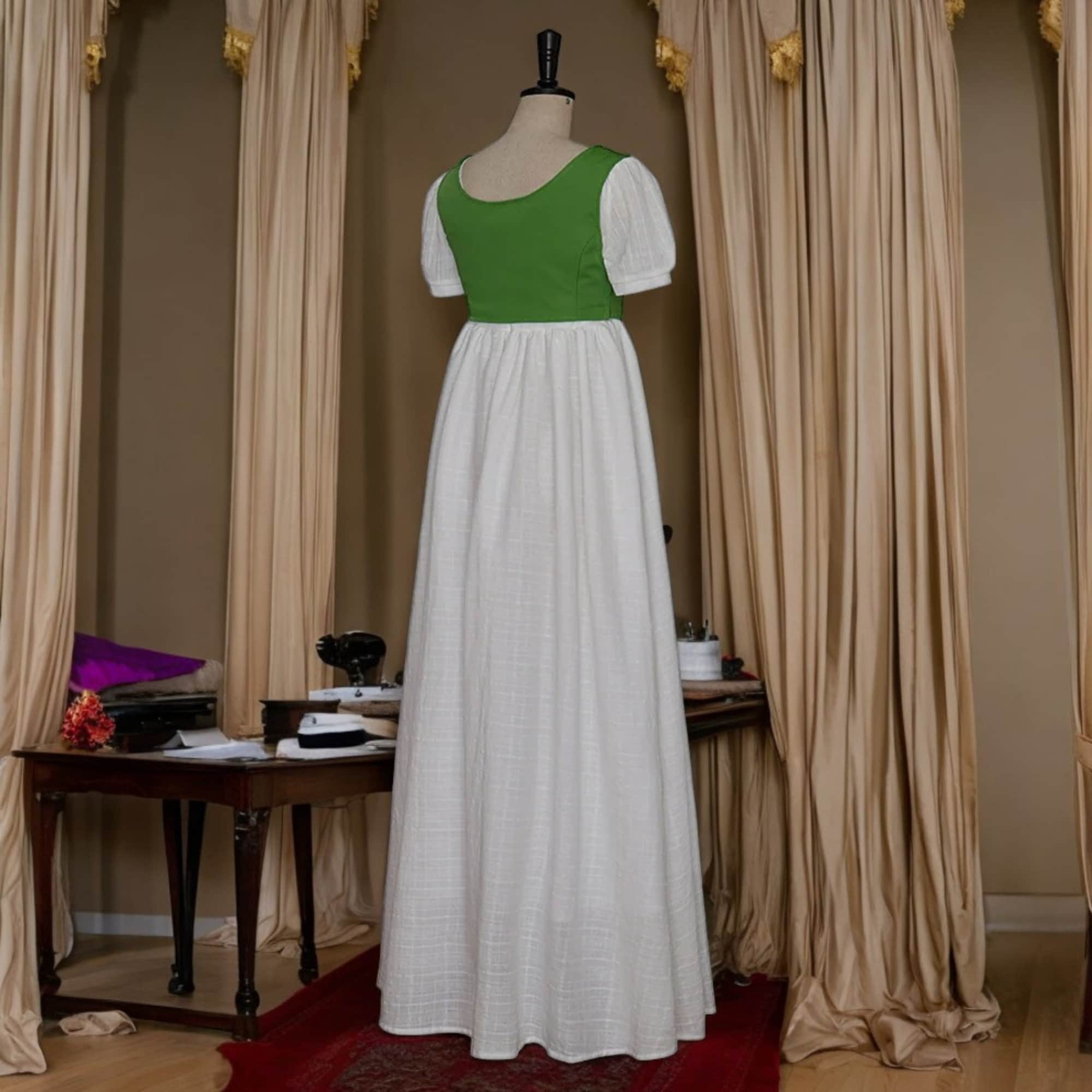 Regency Era Dress Empire Waist Gown, Victorian Tea Party Historical ...