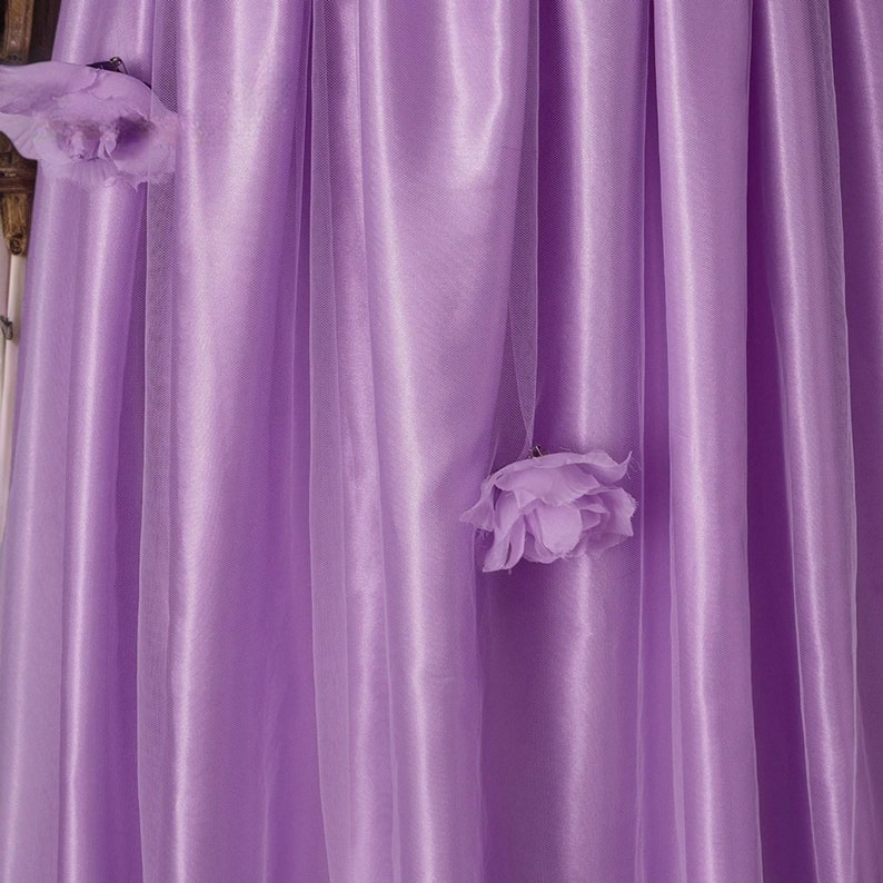 Lilac Regency Empire Waist Dress, Puff Sleeve Floral Period Costume ...