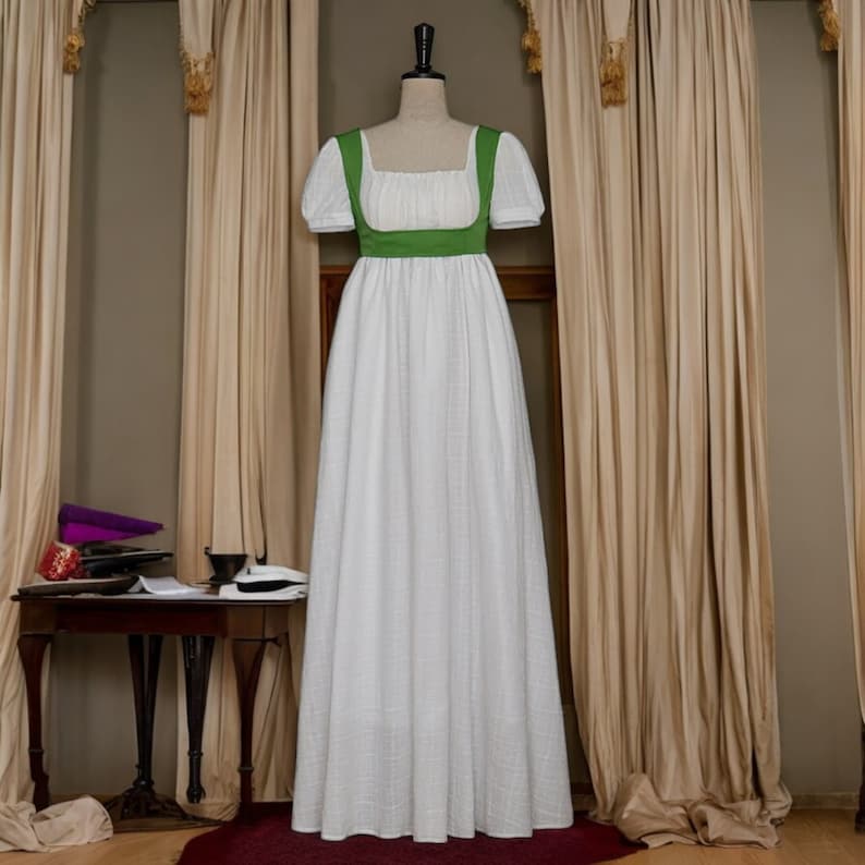 Regency Era Dress Empire Waist Gown, Victorian Tea Party Historical ...