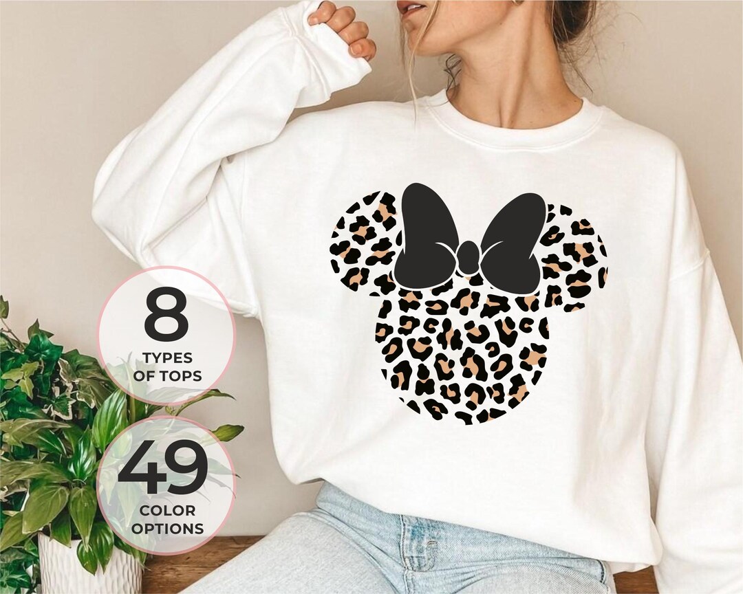 Leopard Print Minnie Mouse Sweatshirt, Cute Disney Mom Shirt, Leopard ...